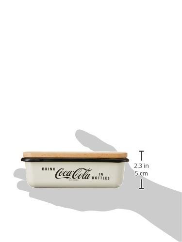 TableCraft's Coca-Cola Enamel Butter Dish with Lid 6.5 x 3 x 2.25", White