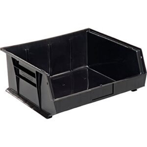 global industrial plastic stacking bin 16-1/2 x 14-3/4 x 7, black, lot of 6