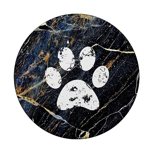 White Dog Paw Print Black PopSockets Standard PopGrip