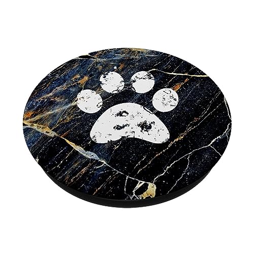 White Dog Paw Print Black PopSockets Standard PopGrip