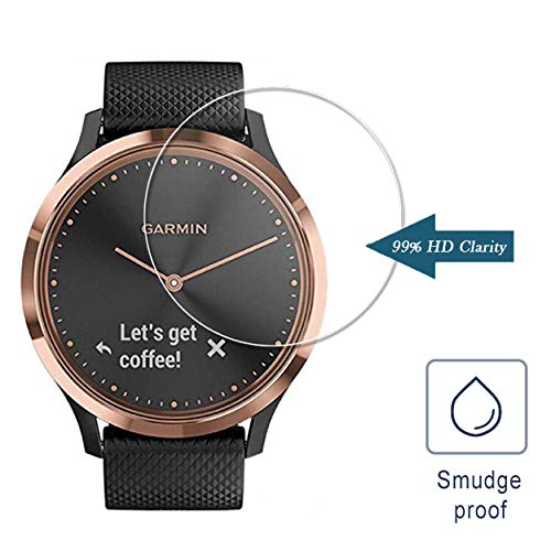 Screen Protector Compatible for Garmin Vivomove HR, 3 Pack Tempered Glass 2.5D 9H Hardness Anti Scratch Full Coverage Bubble-free Watch Protective Film