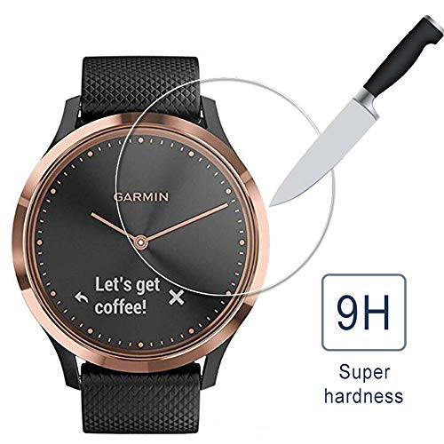 Screen Protector Compatible for Garmin Vivomove HR, 3 Pack Tempered Glass 2.5D 9H Hardness Anti Scratch Full Coverage Bubble-free Watch Protective Film