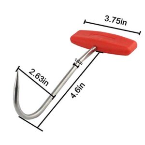 TIHOOD 2PCS Meat Hooks for Butchering,T Shaped Boning Hooks with Handle 6 inch Stainless Steel Butcher Shop Tool Kit (Orange x2)