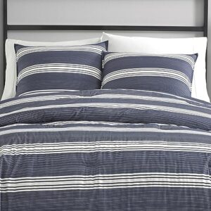 Nautica Home | Craver Collection | 100% Cotton Cozy & Soft, Durable & Breathable Striped Comforter & Matching Sham(s), Queen, Navy/White