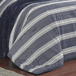 Nautica Home | Craver Collection | 100% Cotton Cozy & Soft, Durable & Breathable Striped Comforter & Matching Sham(s), Queen, Navy/White