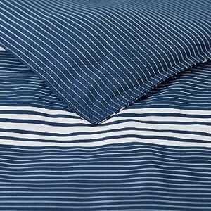 Nautica Home | Craver Collection | 100% Cotton Cozy & Soft, Durable & Breathable Striped Comforter & Matching Sham(s), Queen, Navy/White