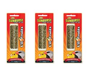 higgins 3 pack of sunburst gourmet treat sticks, 3 ounces each, l'il fruits flavor for canaries and finches