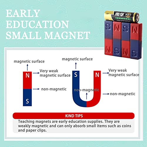 Science Magnet for Kids Bar Magnet Small with North South Identified for Students Teachers Science Experiment Physics Education Toys 2Pcs