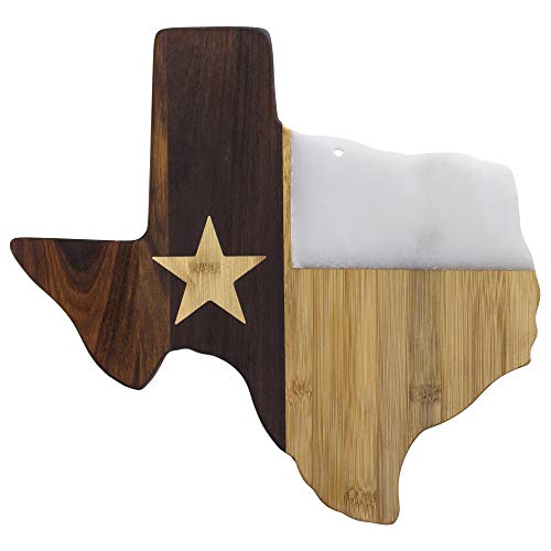 Totally Bamboo Rock & Branch Series Republic of Texas State Shaped Serving Board, 14" x 13-3/8"