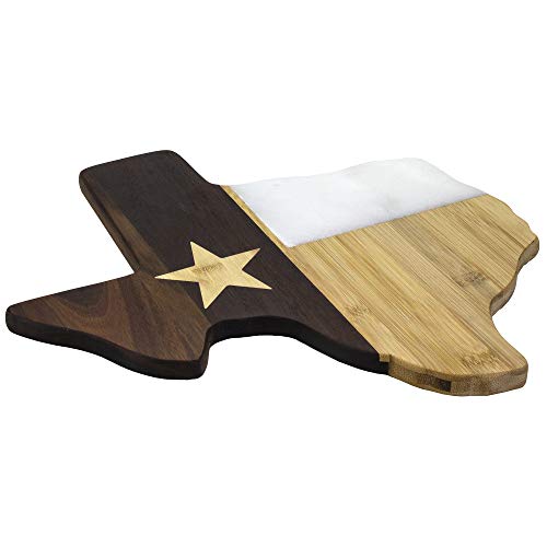 Totally Bamboo Rock & Branch Series Republic of Texas State Shaped Serving Board, 14" x 13-3/8"