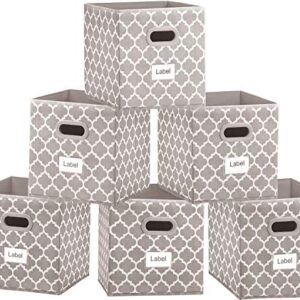 homyfort 11 Inch Cube Storage Organizer Bins-Foldable Fabric Storage Cubes Bin Container Box with 2 Plastic Handles for Boys,Girls,Nusery,Clothes,Pantry Closet,Shelf,Kids Room Set of 6 (Light Coffee)