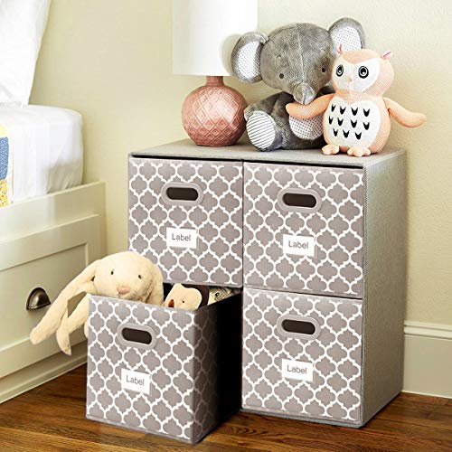 homyfort 11 Inch Cube Storage Organizer Bins-Foldable Fabric Storage Cubes Bin Container Box with 2 Plastic Handles for Boys,Girls,Nusery,Clothes,Pantry Closet,Shelf,Kids Room Set of 6 (Light Coffee)