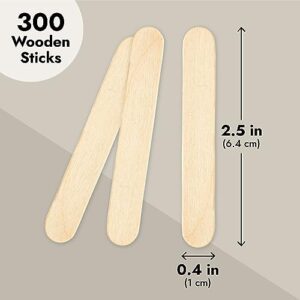 300 Pack Small Wooden Popsicle Sticks for Crafts, Bulk Small Wood Sticks for DIY Art Projects (2.5 x 0.4 in)