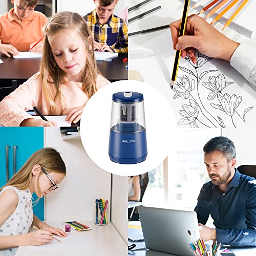 JARLINK Electric Pencil Sharpener, Heavy-Duty Helical Blade to Fast Sharpen, Auto Stop for No.2/Colored Pencils(6-8mm), USB/Battery Operated in School Classroom/Office/Home (Blue)