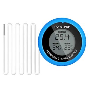 popetpop lcd digital aquarium thermometer high precision digital fish tank thermometer for aquarium/pond/reptile turtles habitats (blue)