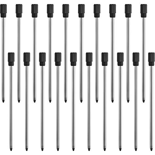 TecUnite 2.75 Inch Ballpoint Pen Refills for Diamond Crystal Stylus Pens and Ballpoint Pens with Black Velvet Bag, 20 Pieces (Black Refill)