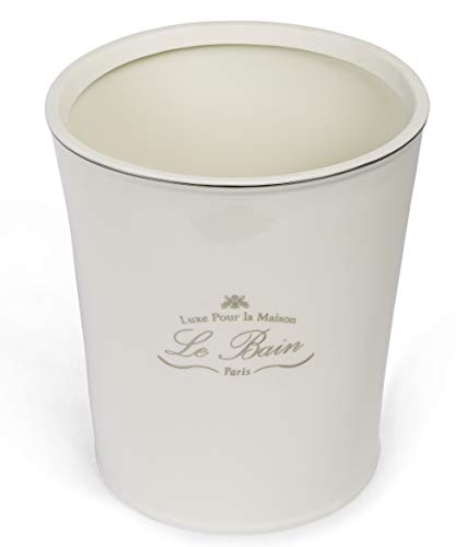 Le Bain Paris Collection by Ben&Jonah Heavy Porcelain Waste Basket (9.5"H x 8" Top Diameter, 7" Bottom Diameter)