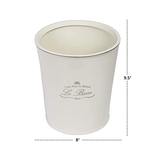 Le Bain Paris Collection by Ben&Jonah Heavy Porcelain Waste Basket (9.5"H x 8" Top Diameter, 7" Bottom Diameter)