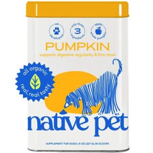 native pet organic pumpkin for dogs (8 oz) - all-natural, organic fiber for dogs - mix with water to create delicious pumpkin puree - prevent waste with a canned pumpkin alternative! (8 oz)