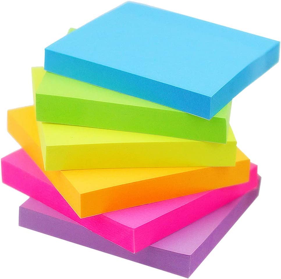 Early Buy Sticky Notes 6 Bright Color 24 Pads Self-Stick Notes 3 in x 3 in, 100 Sheets/Pad