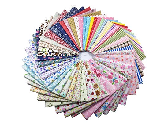 Phantomon 50pcs 8inch x 8inch Cotton Fabric Craft Precut Square Patchwork Sheets for Quilting, Sewing, Scrapbooking (8Inch x 8Inch)