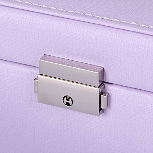 BEWISHOME Girls Jewelry Box Jewelry Organizer with Lock Mirror Jewelry Display Storage Case Holder Portable Travel Case for Women Girls Kids Purple SSH77P