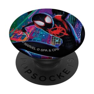 marvel spider-man into the spider-verse miles graffiti city popsockets standard popgrip