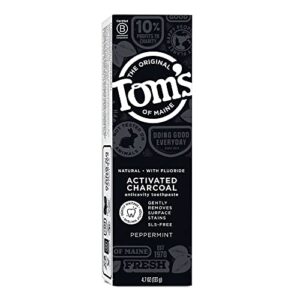 activated charcoal toothpaste- peppermint fluoride free tom's of maine 4.7 oz pa