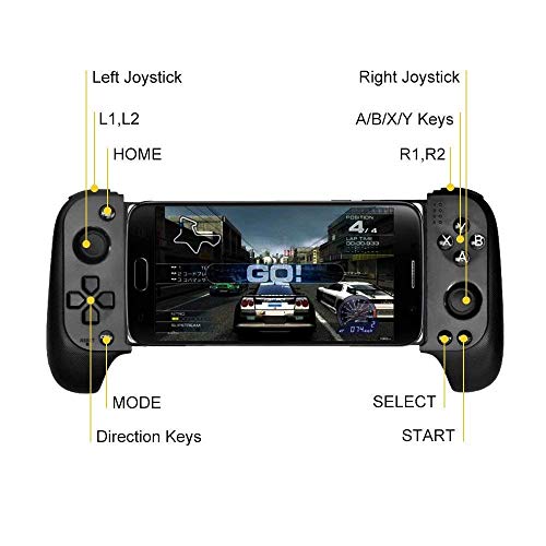 Tidoom Telescopic Mobile Game Controller Gamepad Wireless Bluetooth Controller Compatible for Android iOS Phone Flexible Joystick Black