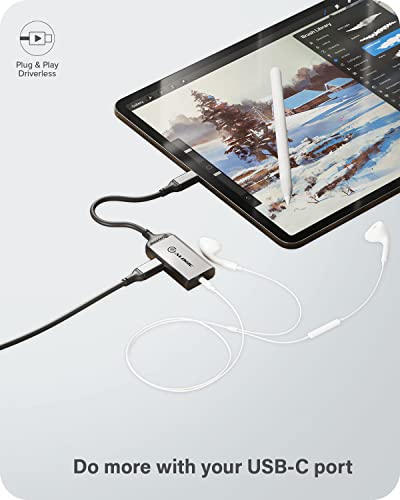 ALOGIC 2-in-1 USB-C Audio and Charging Adapter,USB-C to 3.5mm Audio Jack & USB-C Charging Port,PD Fast Charging,Ultra-Built Quality,Compatible with USB-C iPad/Tablets, Smartphones, laptops and More.