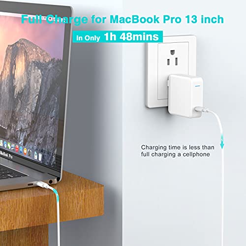 SZPOWER 61W USB C Charger Power Adapter for MacBook Pro 13, 14, 15, 16 inch 2022, 2020, 2019, 2018, New MacBook Air 13 inch, Thunderbolt 3 Laptop Power Supply Type C, LED,6.6ft USB-C to C Cable