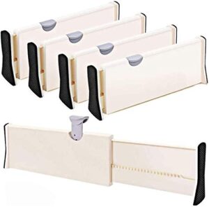 tilemall drawer dividers 11"-17.3" adjustable dresser drawer organizers, drawer separators tray organizer for kitchen, drawer, bathroom, bedroom, office or dresser storage - 4 pack