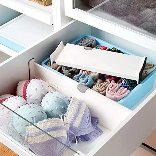 TILEMALL Drawer Dividers 11"-17.3" Adjustable Dresser Drawer Organizers, Drawer Separators Tray Organizer for Kitchen, Drawer, Bathroom, Bedroom, Office or Dresser Storage - 4 Pack