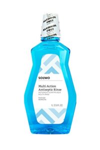 amazon brand - solimo multi action antiseptic mouthwash, alcohol free, fresh mint, 1 liter, 33.8 fluid ounces, pack of 1