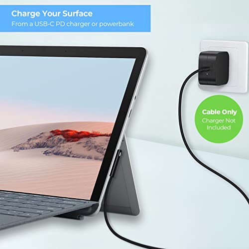 Surface Connect to USB-C Charging Cable 15V/3A, Compatible with Microsoft Surface Pro 7/6/5/4/3, Surface Laptop 3/2/1, Surface Go, Surface Book (TPE, 6FT)