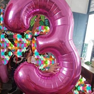 Pink 2 Balloons,40 Inch Birthday Foil Balloon Party Decorations Supplies Helium Mylar Digital Balloons (Pink Number 2)