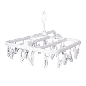 annaklin foldable clip hangers with 26 drying clips, underwear hanger with clips, plastic laundry clip and drip drying hanger for socks, bras, lingerie, clothes, sturdy, white