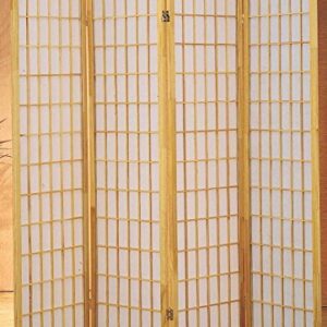 GTU Furniture Japanese Style 4 Panels Wood Shoji Room Divider Screen Oriental for Home/Office (Natural)