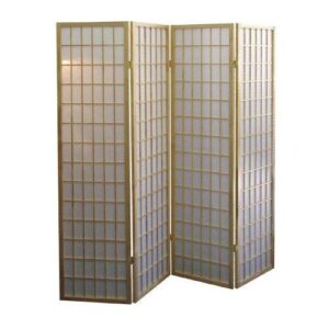 GTU Furniture Japanese Style 4 Panels Wood Shoji Room Divider Screen Oriental for Home/Office (Natural)