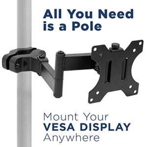 Mount-It! Universal VESA Pole Mount with Articulating Arm | Full Motion TV Pole Mount Bracket | VESA 75 100 | Fits TVs or Monitors Up to 32 Inches (MI-391)