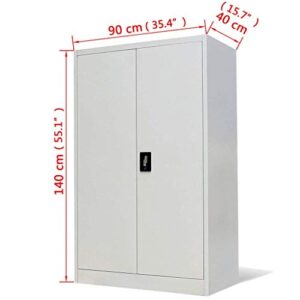 Festnight Floor Cabinet Storage with 2 Doors & 3 Adjustable Shelves for Office Decor Steel Gray 35.4"x15.7"x55.1"