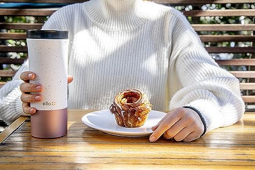 Ello Miri Vacuum Insulated Stainless Steel Travel Coffee Mug - Travel Tea Mug, 16 oz, Speckle Rosegold