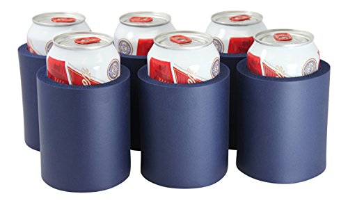 Pinnacle Mercantile Beer Can Coolers Thick Insulators Foam Non-Collapsible Navy Blue Set 6 …