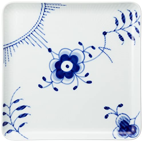 Royal Copenhagen 1027458 Blue Fluted Mega Square Dish, Plate, 7.9 inches (20 cm), Wedding Gift, Gift