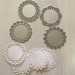 metal die cuts set include 4 different patterns round lace flower border cutting dies cut stencils for scrapbooking photo album decorative embossing paper dies for card making template (silver)