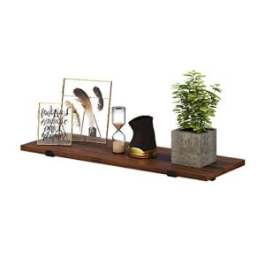 SONGMICS Wall ,Floating Shelves Set of 2, Rustic Decorative Shelves, Retro Style, 23.6 x 7.9 x 2.8 Inches, for Bedroom Living Room Kitchen Hallway, Brown and Black