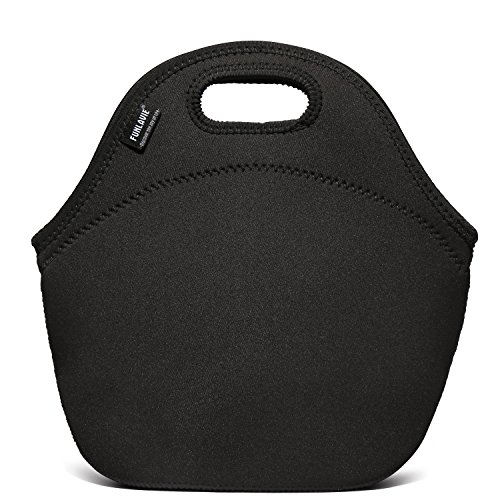 Black 4mm Neoprene Lunch Bags for Men Large Insulated Tote Bag With Zipper for Adults Women - FUNLAVIE