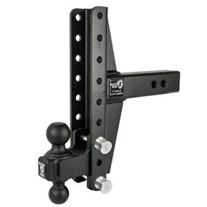 bulletproof hitches 2.5" adjustable extreme duty (36,000lb rating) offset 4" & 6" drop/rise trailer hitch with 2" and 2 5/16" dual ball (black textured powder coat, solid steel)