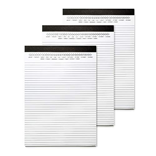 Mymazn Legal Pads 8.5 x 11 with Date on Top, Narrow Ruled, White Note Pads College Ruled Writing Tablets for Office, School, 50 Sheets, 3 Pack