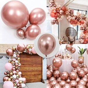 Metallic Rose Gold Balloons, 86pcs 18/12/10/5 Inch Different Sizes Metallic Rose Gold Balloon Garland Arch kit for Wedding Valentines Baby Shower Birthday Christmas Party Decorations (Rose Gold)